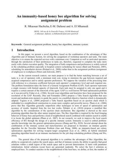 An Immunity Based Honey Bee Algorithm For Solving Lifl