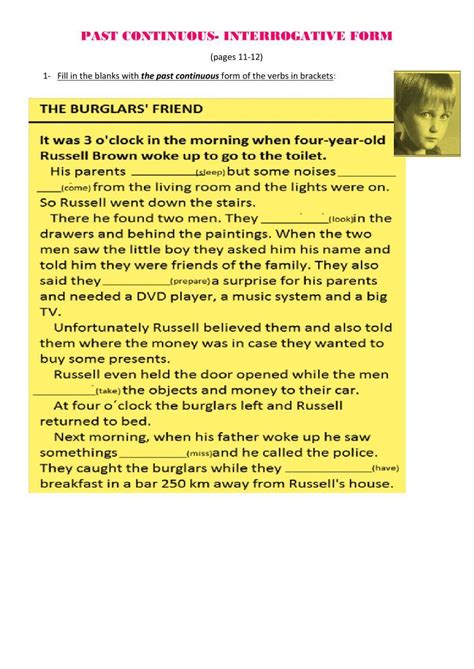 Past Continuous Interrogative Form Liveworksheets