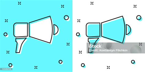 녹색과 흰색 배경에 격리 된 검은 선 메가 폰 아이콘입니다 스피커 기호입니다 임의 동적 셰이프 벡터 일러스트레이션 가능성에 대한 스톡 벡터 아트 및 기타 이미지 Istock