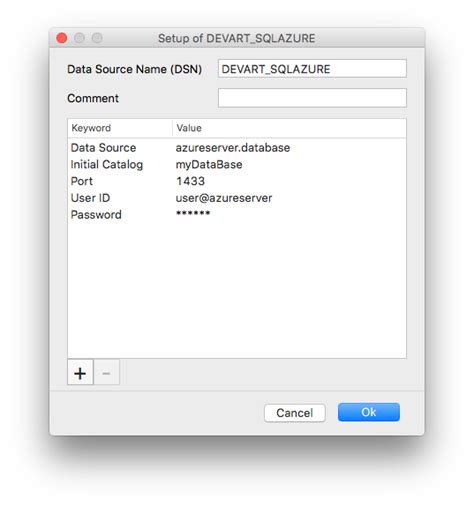Macos Dsn Configuration Odbc Driver For Sql Azure