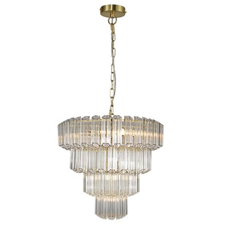 Pierre 11 Light Satin Brass Crystal Ceiling Pendant