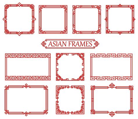 Red Asian Square Chinese Japanese Korean Frames 23526889 Vector Art