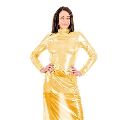 Sexy Sheer Dress PVC Plastic Waterproof Long Sleeve Dress Clear Erotic