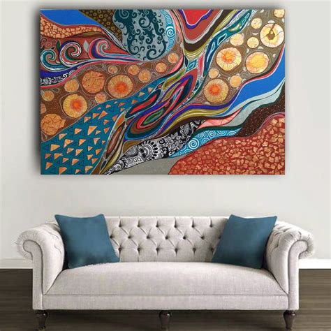 Интерьерная яркая голубая синяя красная рыжая картина купить картину заказать картину большая