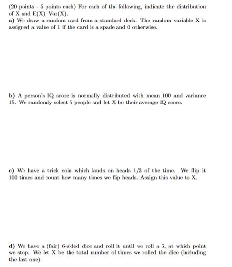 Solved 20 Points 5 Points Each For Each Of The Chegg Com