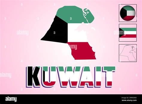 kuwait flag and map in vector illustration stock vector image and art alamy