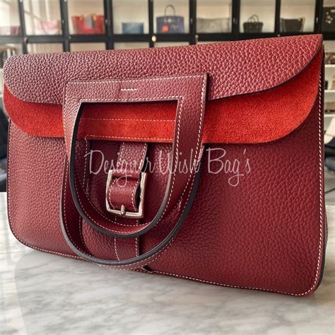 Hermès Halzan 31 Rouge H Designer Wishbags