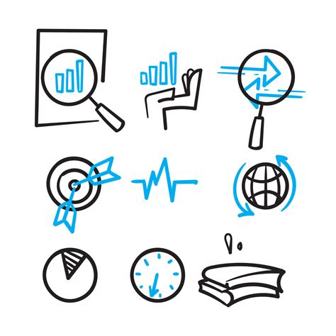 Hand Drawn Simple Set Of Data Analysis Related Vector Line Icons In