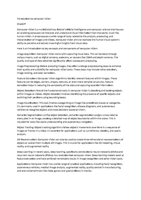 Computer Vision Unit 1 And 2 Introduction To Computer Vision Chatgpt