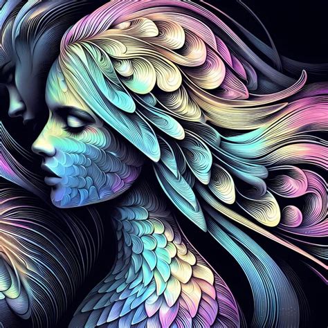 Premium AI Image Women Mandelbrot Selective Color