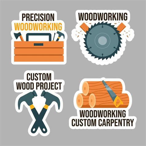 Woodworking Label Flat Cartoon Hand Drawn Templates Background