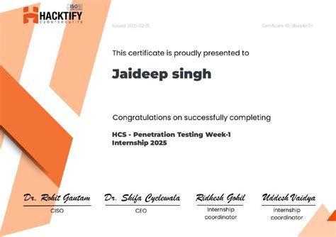 Jaideep Singh On Linkedin Penetrationtesting Cybersecurity Hacktify Ethicalhacking