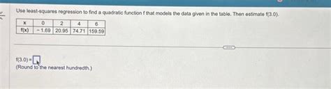 Solved Use Least Squares Regression To Find A Quadratic Chegg