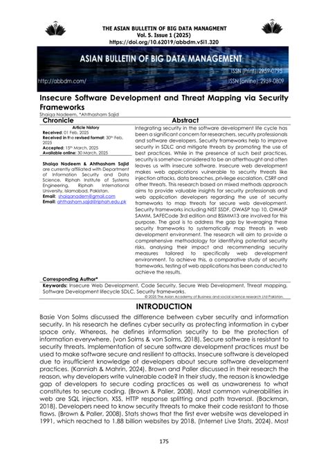 pdf insecure software development and threat mapping via security frameworks