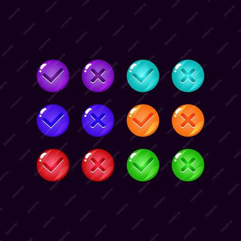 premium vector set of colorful jelly game ui button with check marks