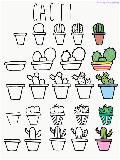 How To Draw A Cactus Easy Step By Step Drawings Of Love