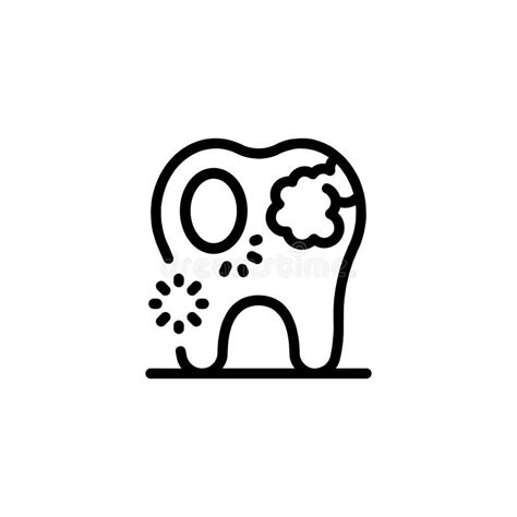 Tooth Line Art Vector Icon Isolated On White Background Stock