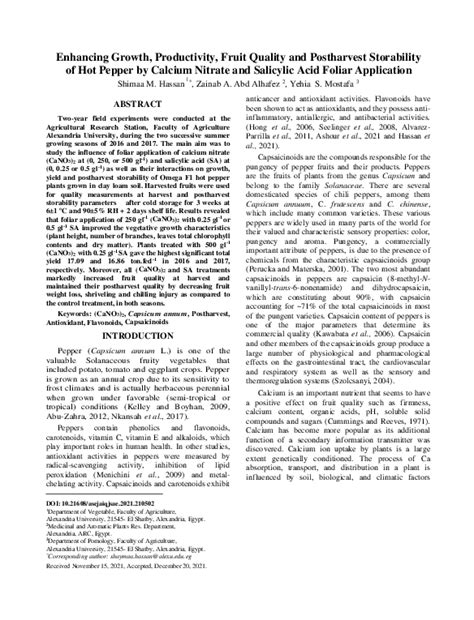 Pdf Enhancing Growth Productivity Fruit Quality And Postharvest