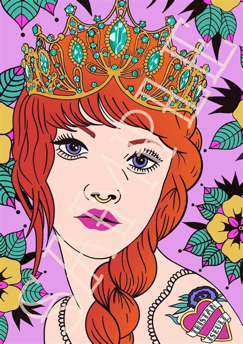 Princess Iseult Isolde Irish Folklore Mythology Art Print Bright Colourful Digital Art