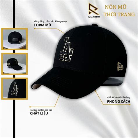 Mũ nón lưỡi trai L A đen viền vàng full hộp cao cấp dành cho nam và nữ free size cực hot năm