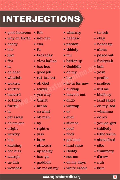 Remarkable List Of Interjection Interjections In English English Study Online