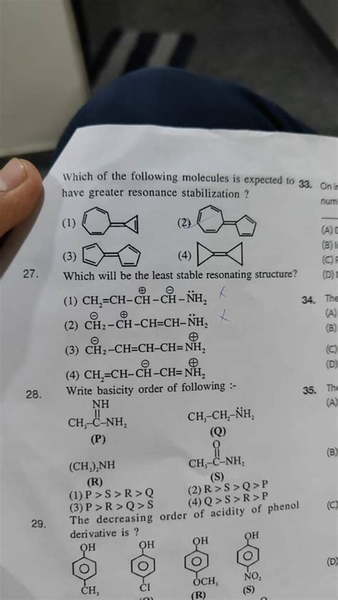 Which Of The Following Molecules Is Expected To 33 Have Greater Resonance