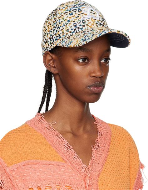 cotton blend tweed cap in white ombré yarn detailing throughout