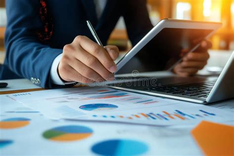 Professional Businessman Analyzing Financial Data With Tablet And
