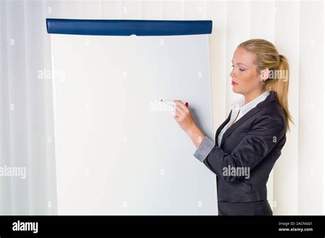 Woman With Flip Chart Stock Photo Alamy
