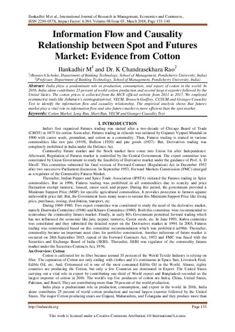 Pdf Information Flow And Causality Relationship Between Spot And Futures Market Evidence From