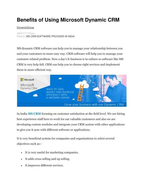 Ppt Benefits Of Using Microsoft Dynamic Crm Powerpoint Presentation