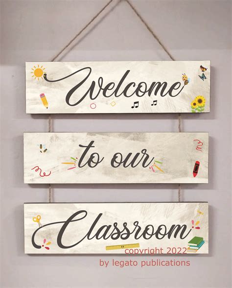 Welcome To Our Classroom Hanging Wall Decor School Decor Rustic Vintage Inspired 30cm X 31cm
