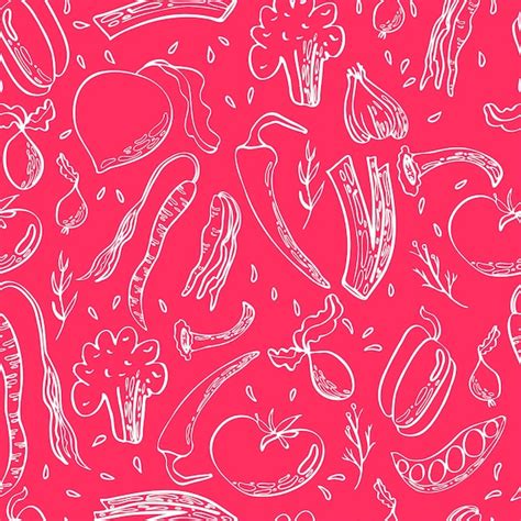 Premium Vector Vector Seamless Vegetable Pattern Background
