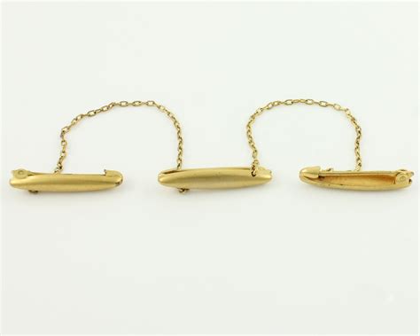 Antique Gold Fill Chained Pin Set Edwardian Gold Filled Dress Pin Set