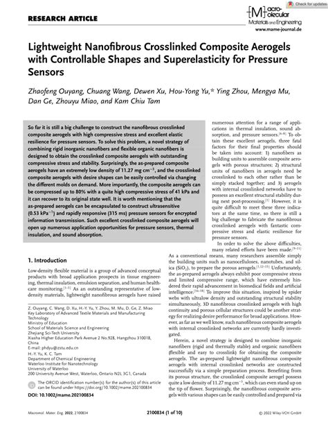 Pdf Lightweight Nanofibrous Crosslinked Composite Aerogels With