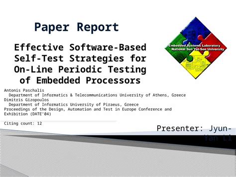 Pptx Presenter Jyun Yan Li Effective Software Based Self Test