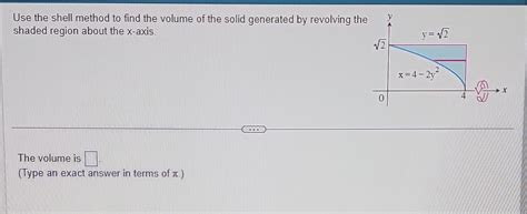 Solved Use The Shell Method To Find The Volume Of The Solid Chegg Com