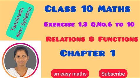 10th Maths Chapter 1 Exercise 136 To 10 Relations And Functions Tn
