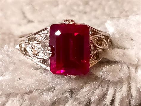 Sterling Silver And Lab Grown Ruby Ring Etsy