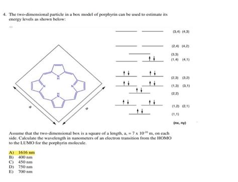 Solved The Two Dimensional Particle In A Box Model Of Chegg