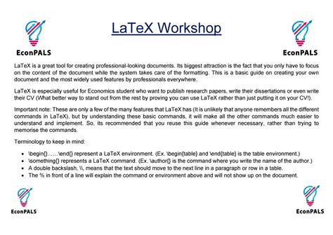 La Te X Workshop Run Through To Using Latex LaTeX Workshop LaTeX Is A Great Tool For