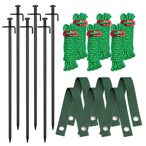 Kingsyard 6pcs 16″ Heavy Duty Steel Tree Stakes With 6 Straps And 6pcs