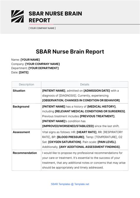 Free Sbar Nurse Handoff Report Sheet Template To Edit Online