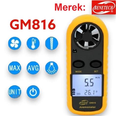 Jual Digital Anemometer Pengukur Kecepatan Angin Thermometer Anemo