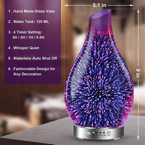 Maxwiner 3d Glass Essential Oil Diffuser Ultrasonic Aromatherapy With Auto Shut Off And Timer