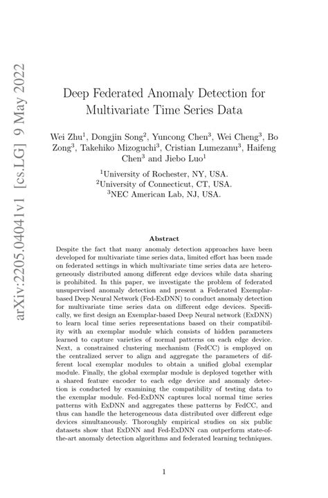 Pdf Deep Federated Anomaly Detection For Multivariate Time Series Data