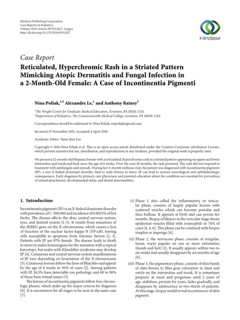 Pdf Reticulated Hyperchromic Rash In A Striated Pattern Mimicking