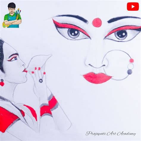 How To Draw Maa Duga Drawing Easy Step By Step Pencil Drawing Easy Drawings Flower
