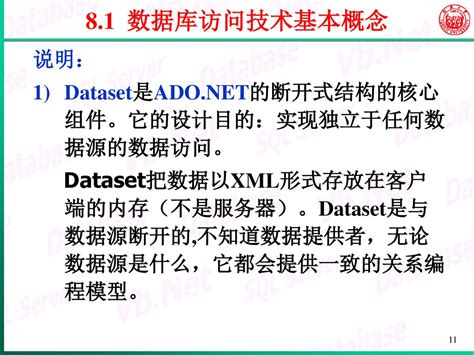 第 8 章 Vbnet与数据库应用程序 本章主要内容： Adonet体系结构； Vbnet与sql Server数据库的连接