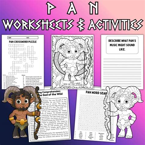 Pan Greek Mythology Activities Reading Writing Puzzles And Coloring Page